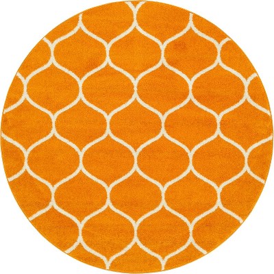 Unique Loom 5' 0 X 5' 0 Trellis Frieze Rounded Orange Area Rug : Target