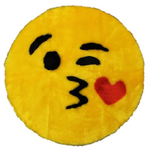 Walk On Me Faux Fur Super Soft And Cute Kiss Emoji Rug With Non-slip ...