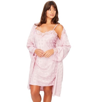 Amoureuse Women's Plus Size The Luxe Satin Short Peignoir Set - 2x ...
