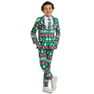 Suitmeister Men's Christmas Party Suits - Christmas Suit Green Nordic ...