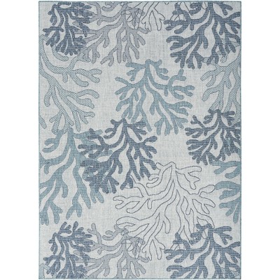 Liora Manne Capri Seashell Border Indoor/outdoor Rug Aqua 5' X 7'6 ...