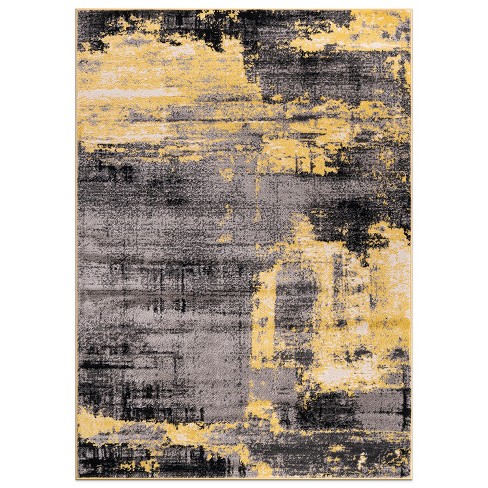 World Rug Gallery Modern Abstract Design Area Rug - Yellow 7'10"x10 ...