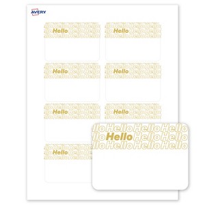 Avery® Printable Adhesive Name Tags, 2-1/3" x 3-3/8", Pre-printed ...