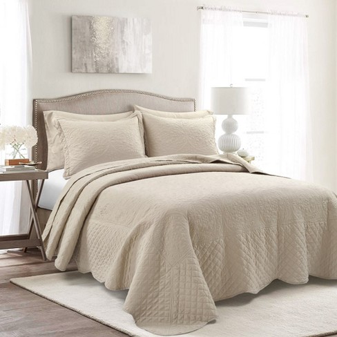 Home Boutique Medallion Scallop Bedspread Neutral Color 5 Piece Bedding Set Queen Target