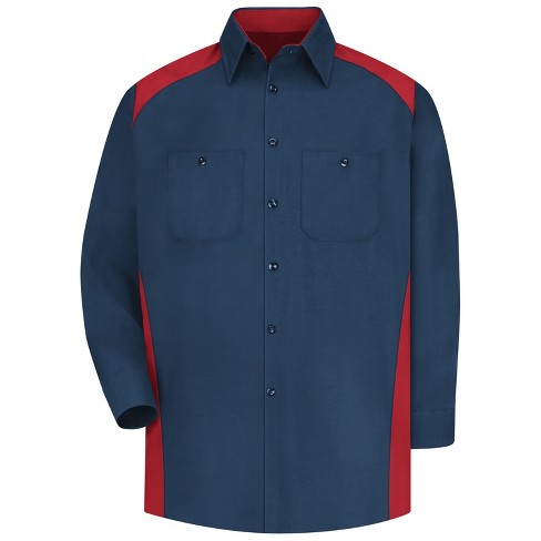 Red Kap Men's Long Sleeve Motorsports Shirt, Red/navy - M : Target