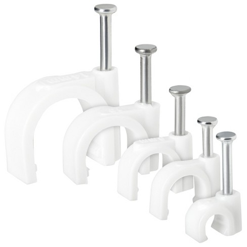 Juvale 500 pack Round Staple Cable Wire Clips For Wall Mounting Extension Cord Holders And Cable Management In 5 Sizes For Rj45 Connectors white Target