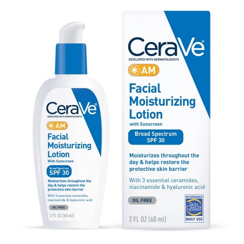 Cerave Face Moisturizer With Sunscreen Am Facial Moisturizing Lotion For Normal To Dry Skin Spf 30 2 Fl Oz Target