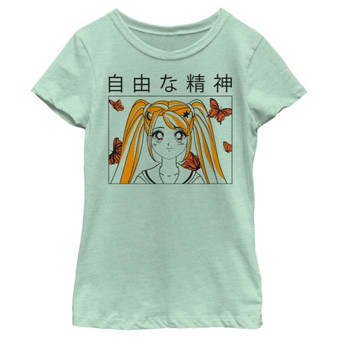 Girl's Lost Gods Butterfly Anime Girl T-shirt : Target