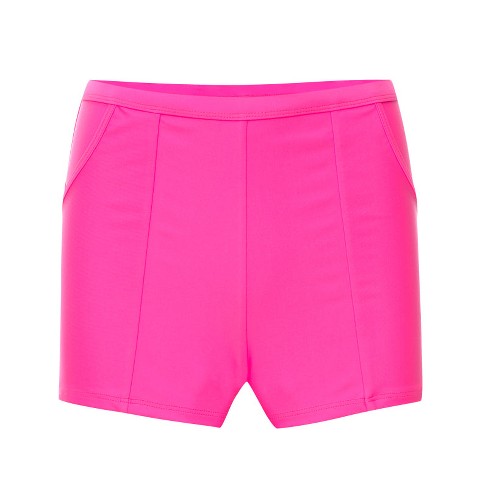 Women's Ally Boy Short With Pockets - Miga Swimwear -xs - Neon Pink ...