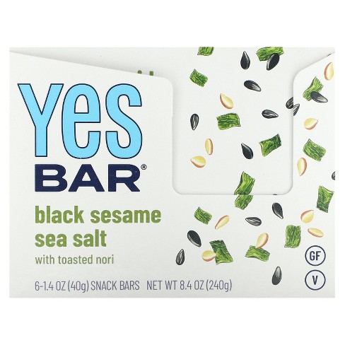 Yes Bar Snack Bar, Black Sesame Sea Salt, 6 Bars, 1.4 Oz (40 G) Each ...