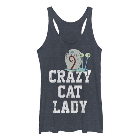 Women's Spongebob Squarepants Gary Crazy Cat Lady Racerback Tank Top ...