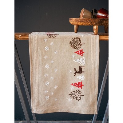 Vervaco Stamped Table Runner Cross Stitch Kit 16"x40"-christmas Gnomes ...