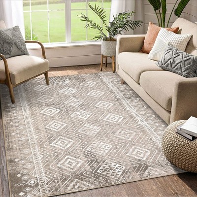 Boho Area Rug Washable Rugs Large Rug Moroccan Rug Non-slip Non ...