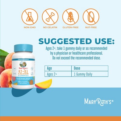 Maryruth's Vitamin K2+d3 Calcium Gummies, Peach Mango & Apricot, 60 Ct ...