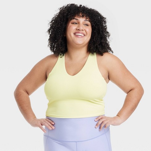 Women's Flex Light Support Rib V-neck Crop Sports Bra - All In Motion ...