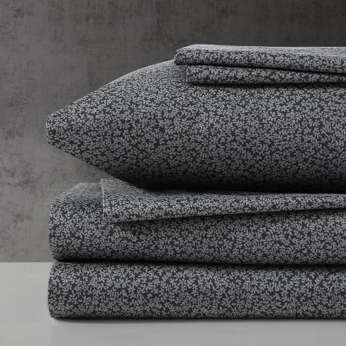 Kenneth Cole Chill Flowers Charcoal 4 Piece Sheet Set- Twin : Target