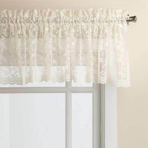 Priscilla Bridal Pretty Lace Window Curtains, Valance, Ivory : Target