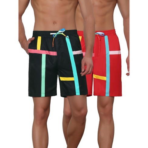 Lars Amadeus Men's Colorful Drawstring Elastic Waist Board Shorts 2 Pcs ...