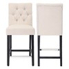 Westintrends 24" Linen Fabric Tufted Counter Stool (set Of 2), Beige ...