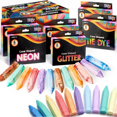 Joyfy 36 Pcs Sidewalk Chalk For Kids, 12 Tie Dye Sidewalk Chalks, 12 ...
