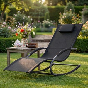 Outdoor Rocking Chaise,Lounge Chair, Lounge with Pillow, All-Weather ...