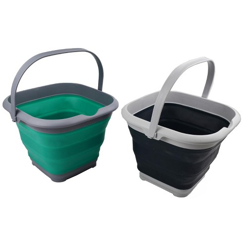 Sammart 8.5l (2.2 Gallon) Collapsible Square Handy Bucket, Slate Grey ...