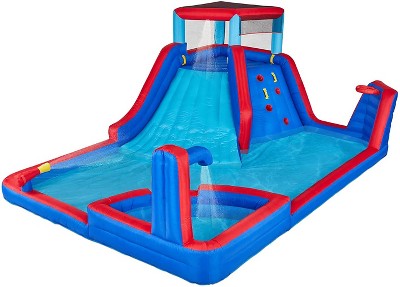 Sunny & Fun Big Inflatable Kids Backyard Water Slide Park - Blue/red ...