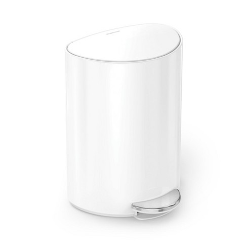 Simplehuman 6 Liter / 1.6 Gallon Semi-round Step Bathroom Trash Can, White Stainless Steel : Target