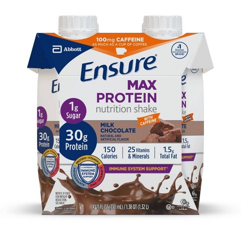 Ensure Max Protein Shake With Caffeine - Chocolate - 4ct/44 Fl Oz : Target