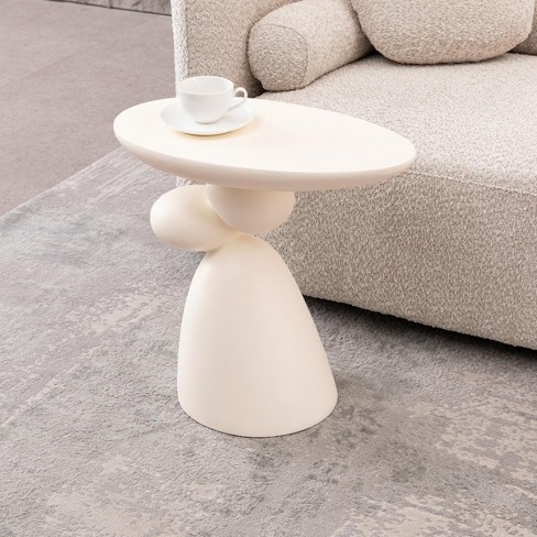 White Sofa Side Table Small End Tables Fiberglass Narrow Side Table ...
