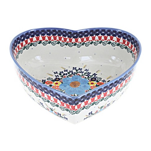 Blue Rose Polish Pottery A368 Andy Large Heart Bowl : Target