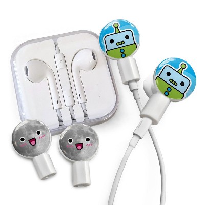 Dekaslides - Earbuds + 2 Pairs Graphics - Robot & Happy Moon : Target