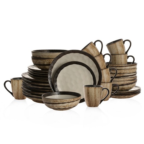 Stone Lain Lucy 32-piece Porcelain Dinnerware Set, Service For 8, Beige ...