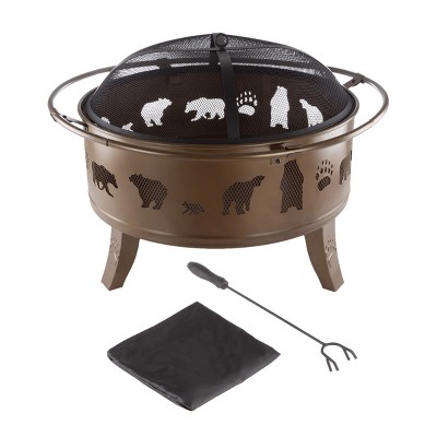 Nature Spring Round Outdoor Steel Fire Pit For Patios And Backyards ...