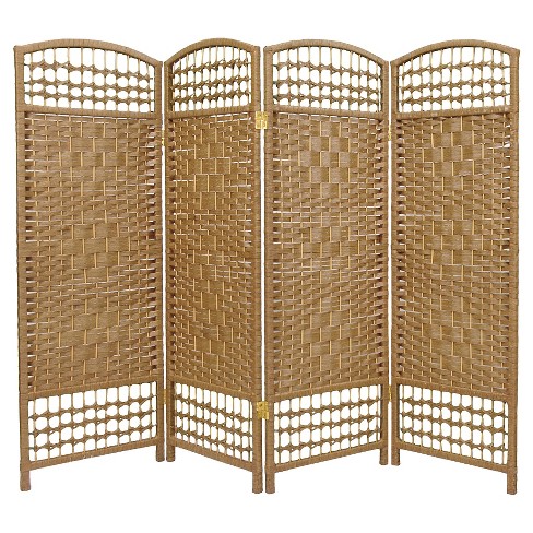 4 Ft. Tall Fiber Weave Room Divider - Natural (4 Panels) - Oriental ...