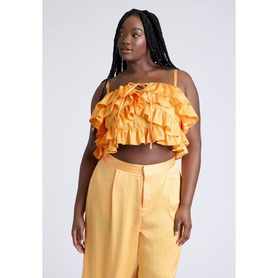 Eloquii Women's Plus Size Ruffle Layered Top - 16, Dried Apricot : Target