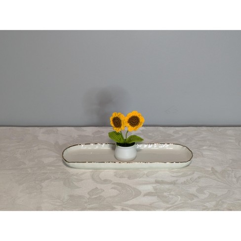 Jiallo 13.5" Simplicity Collection White Porcelain Gold Trim ...