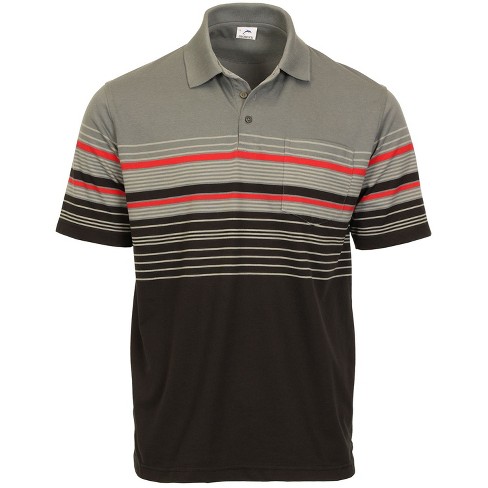 Gioberti Mens Striped Polo Shirt With Pocket - Yarn Dye, Charcoal C ...