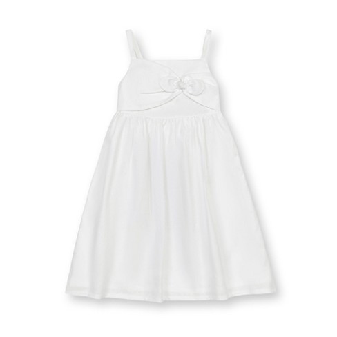 Hope & Henry Girls' Sleeveless Bow Front Linen Sundress, White Bow ...