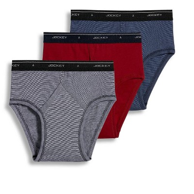 Jockey Men's Classic Full Rise Brief - 3 Pack 44 Black Stripe/red Apple ...