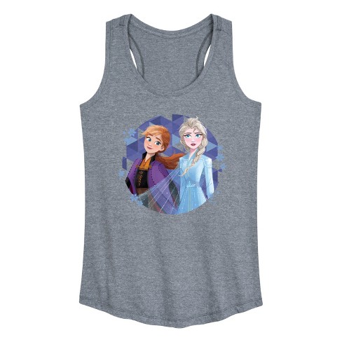 Women's Frozen 2 Anna & Elsa Graphic Racerback Tank - Heather Grey ...