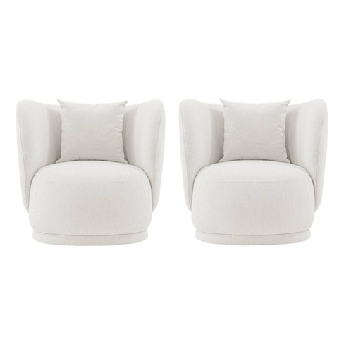 Set Of 2 Siri Contemporary Linen Upholstered Accent Chairs With Pillows ...