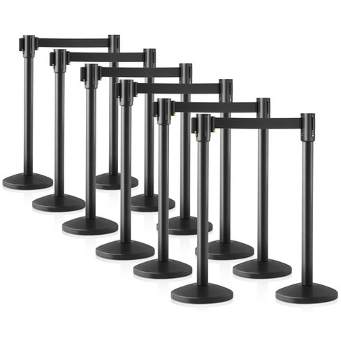 Jubilee 12 Pc Black Stanchion Queue Posts 6.5' Retractable Belt Crowd ...