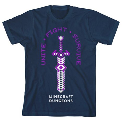 Minecraft Dungeons Sword Unite Fight Survive Boy's Navy T-shirt-medium ...