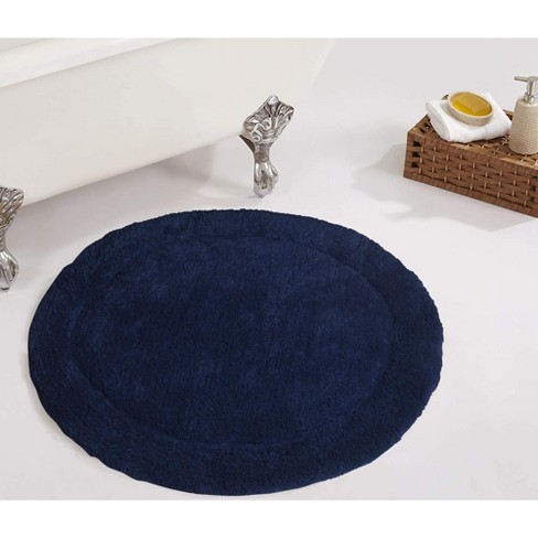 30" Round Waterford Collection Navy Cotton Tufted Bath Rug - Home ...