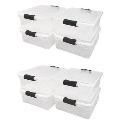 Homz 15.5 Qt Plastic Multipurpose Stackable Clear Storage Container ...