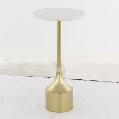 Contemporary Metal And Marble Pedestal Accent Table Gold Olivia May Target