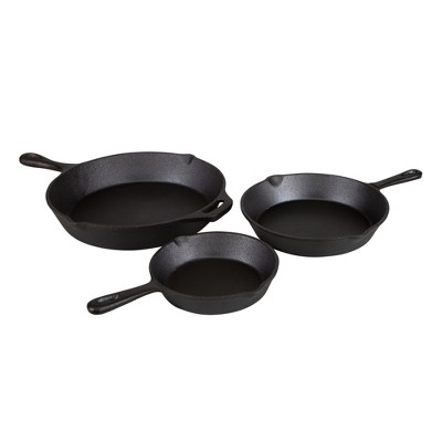 Stansport Pre-seasoned Cast Iron Frying Pans - 3 Piece Set : Target