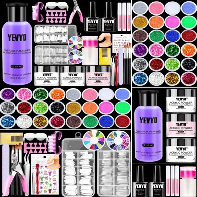 Yevyo Acrylic Nail Kit With Uv Light, 4 Colors Gel Polish Kit With 24 ...