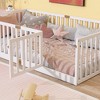 MAYEERTY Twin Size Wood Kids Floor Bed with High Safety Guardrails ...